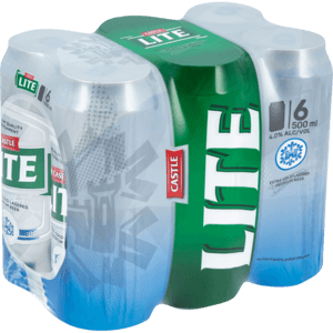 Castle Lite Beer Cans 6 x 500ml