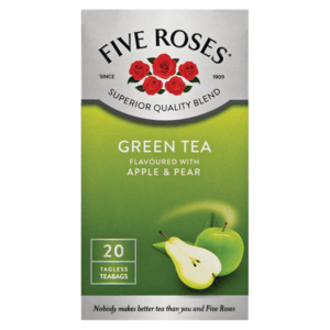 Five Roses Apple & Pear Flavoured Green Teabags 20 Pack
