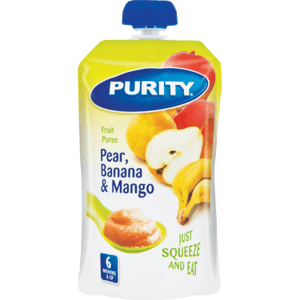 Purity Pear, Banana & Mango Fruit Pure Baby Food Pouch 110ml