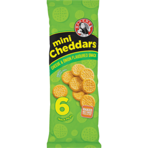 Bakers Cheese & Onion Mini Cheddars Pack 6 x 33g