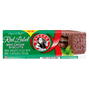 Bakers Red Label Mint Cream Flavoured Choc Biscuits 200g
