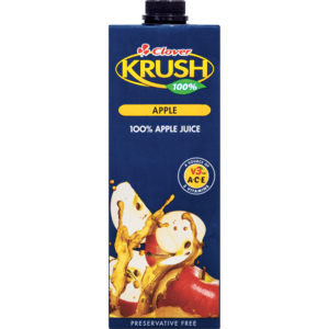 Clover Krush 100% Apple Fruit Juice Carton 1L