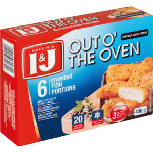 I&J Frozen Oven Black Pepper Crumbed Pepper Fish 500g